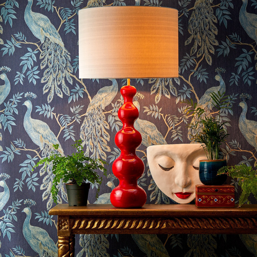 Larger Wobster table lamp in red lacquered wood