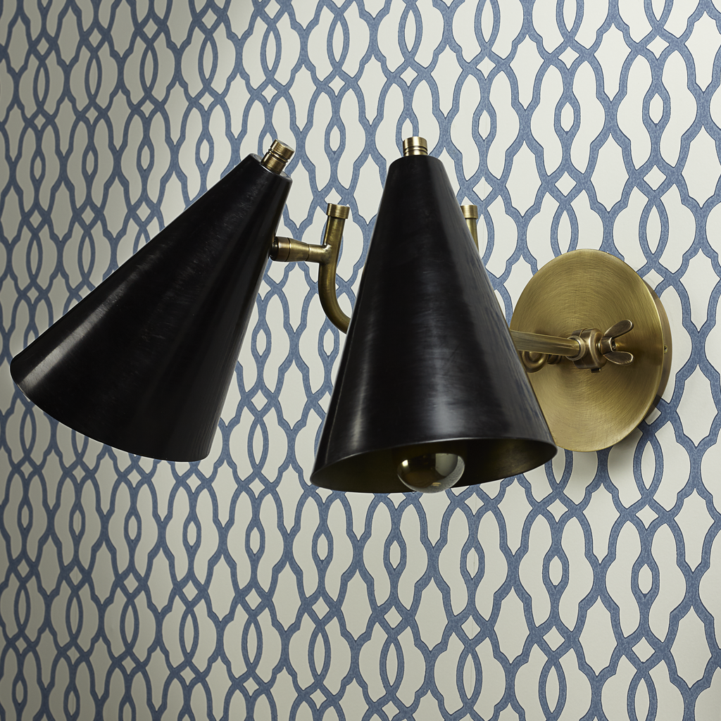 Stylish Mo Double Brass Black Wall Lamp