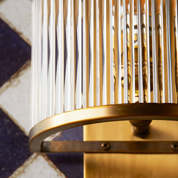 Roddy Wall Light in Brass with Glass Rods