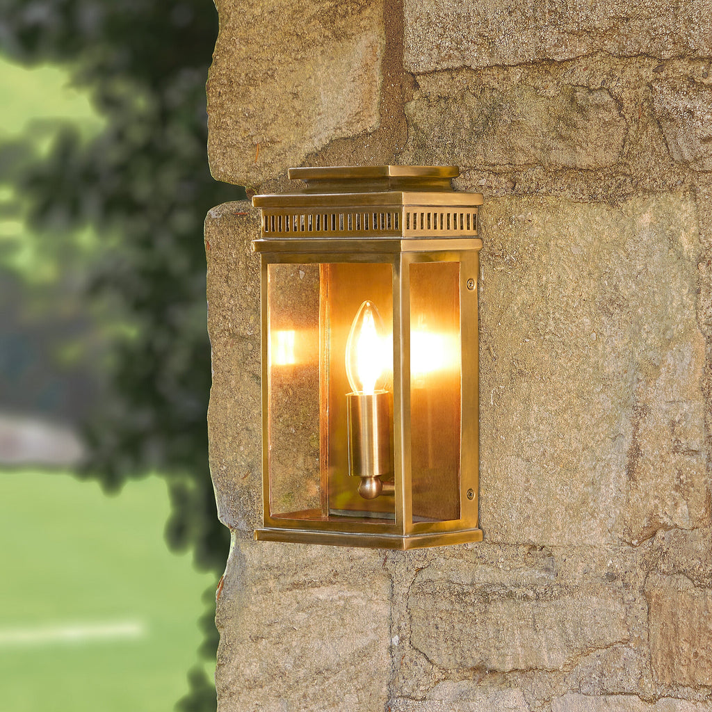 Tenby Exterior IP44 Wall Light in Antiqued Brass